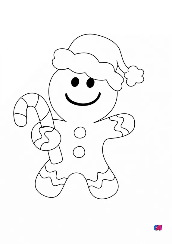 Coloriage de Noël à imprimer - Bonhomme en pain d’épice