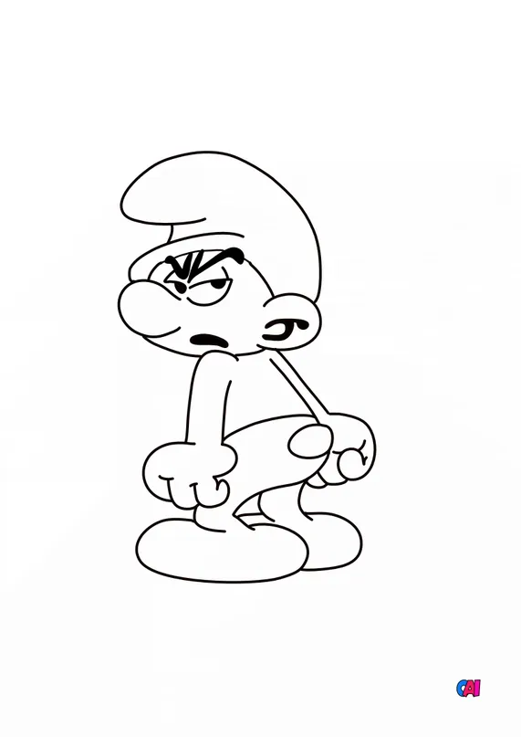 Coloriage Schtroumpfs à imprimer - Schtroumpf grognon