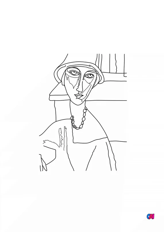 Coloriages de bâtiment et d'oeuvres d'art à imprimer - Jeanne Hébuterne ...